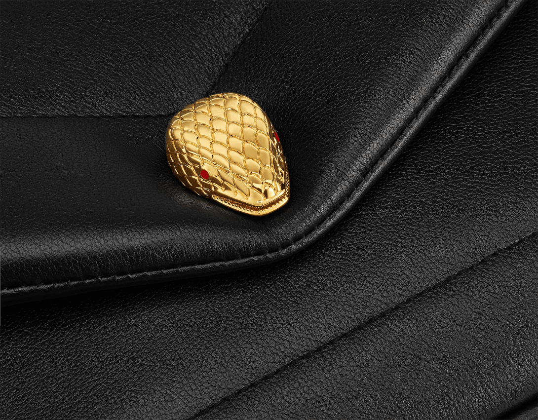 Black Calf leather Serpenti Reverse Envelope Pouch 292300 | Bvlgari